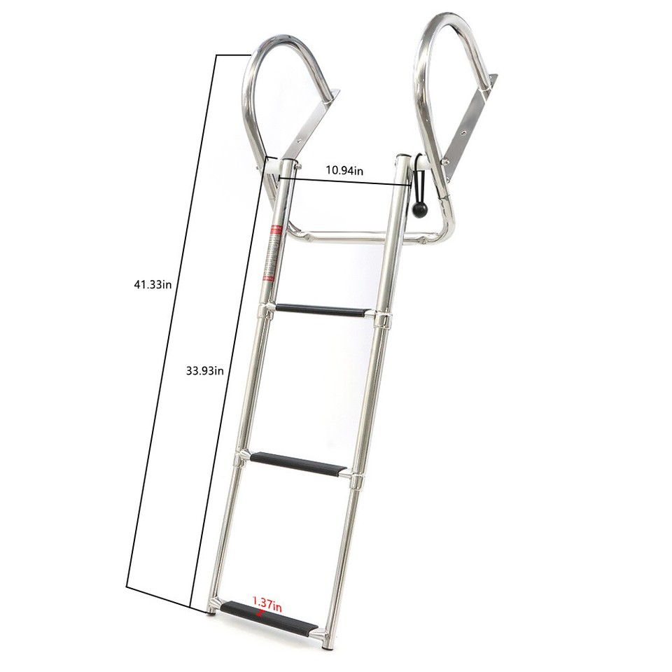 Boat Ladder Stainless Steel 3 Steps Telescoping Ladder Folding Dock ...