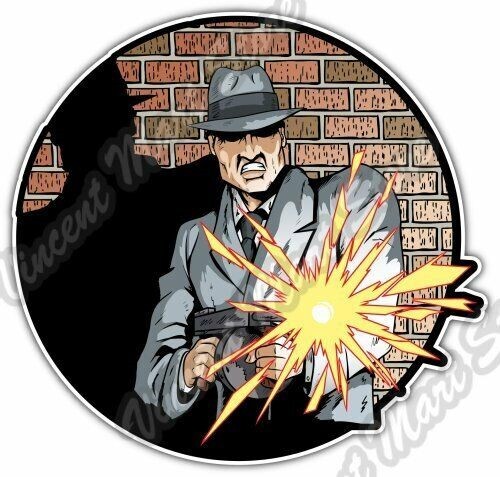 Comic Book Gangster Tommy Gun Chicago Car Bumper Window Vinyl Sticker ...