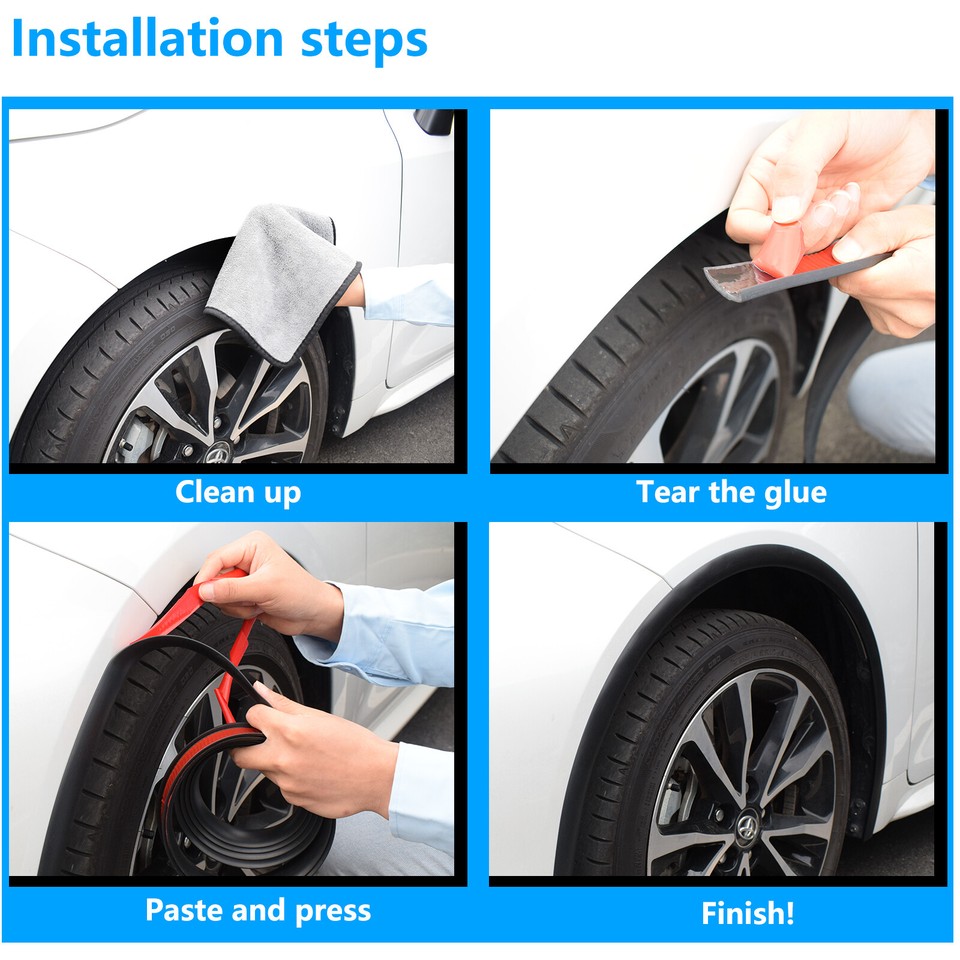 3m Car Universal Fender Flares Wheel Protector Extension Rubber ...
