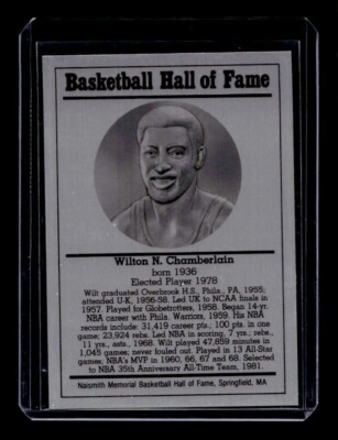 WILTON WILT CHAMBERLAIN 1986-99 BASKETBALL HALL OF FAME METALLIC HOF | eBay