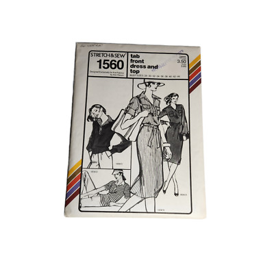 Stretch & Sew Pattern 1560 Tab Front Dress & Top VTG 1979 Bust Sizes 28 ...
