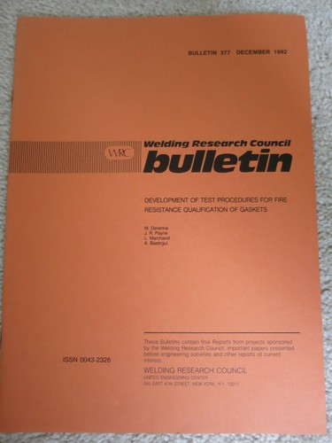 Welding Research Council Bulletin WRC 377 | eBay