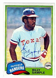 Billy Sample autographed baseball card (Texas Rangers) 1981 Topps #283 ...