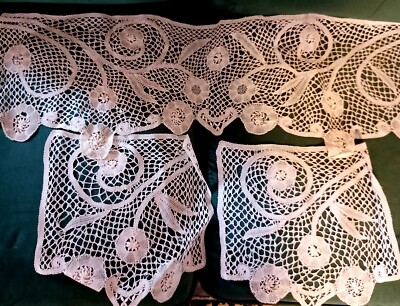 CHARMING Vintage Arm Chair Doily Set, Hand Made Lace | eBay