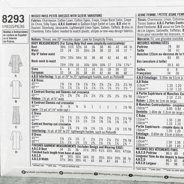 Simplicity 8293 Size 14-22 Dress Sheath Pattern 4 Styles for sale ...