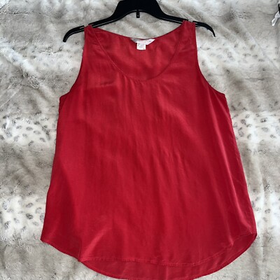 French Connection Classic Women's Size 10 Solid Red Tank Top 100% Silk ...