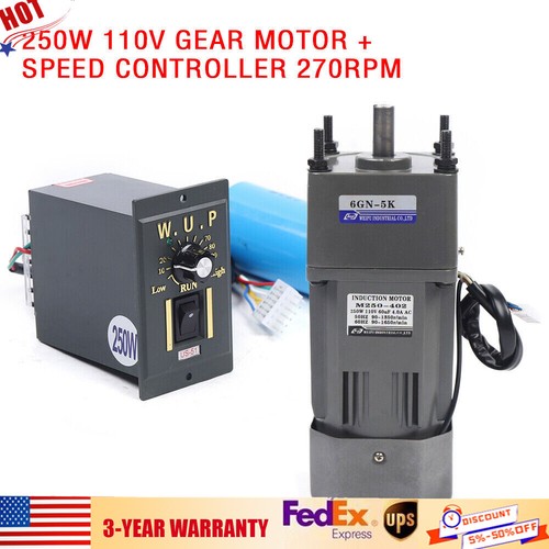 250W 110V AC Gear Reduction Motor Electric+Variable Speed Control ...
