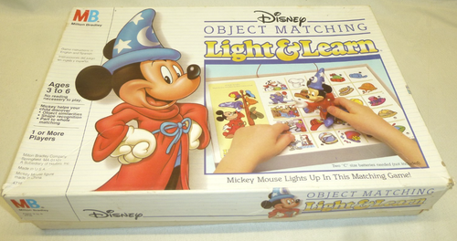 Vtg Disney MB Light & Learn Matching Game Mickey Mouse Sorcerer's Appre ...