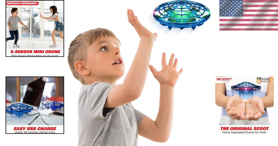 Scoot Hand Operated Mini Drone for Kids & Adults, Colorful Indoor UFO ...