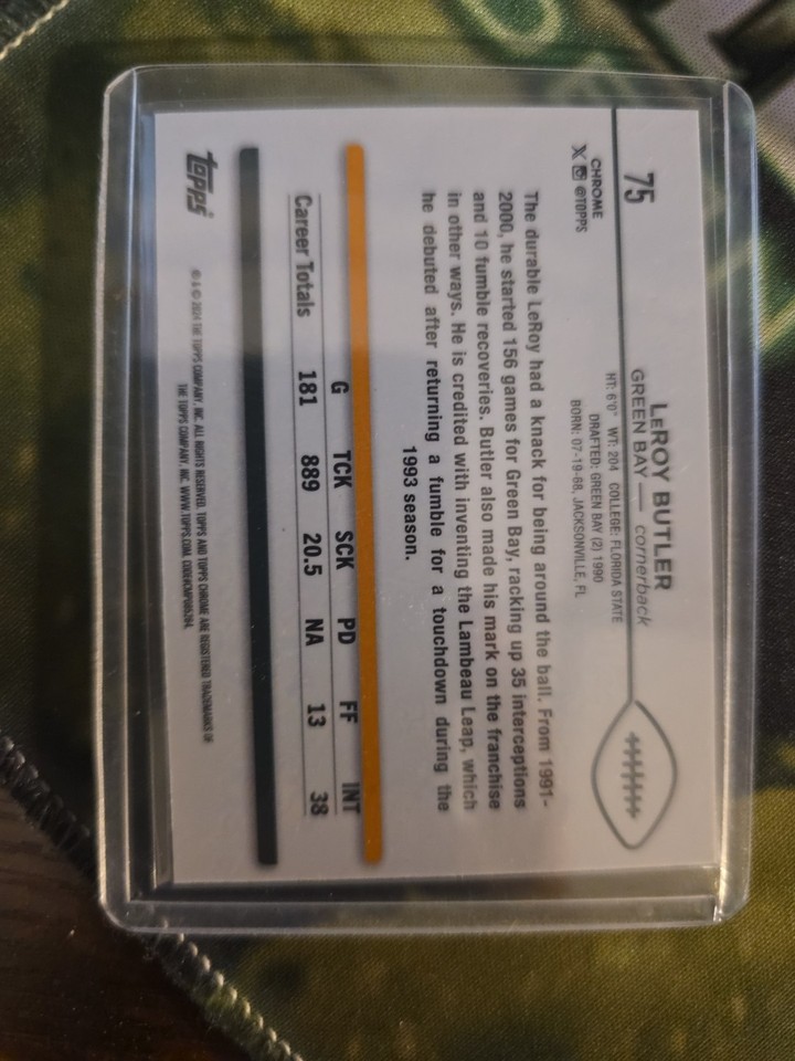 2024 Topps Chrome - LeRoy Butler #75 Green Refractor 160/250 | eBay