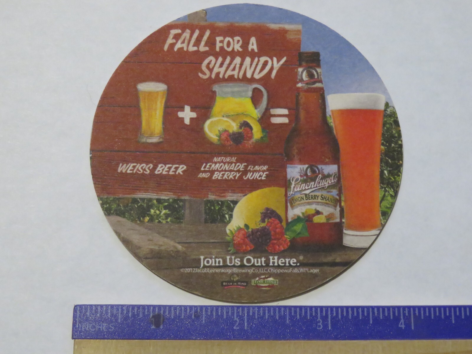 Beer Coaster ~ LEINENKUGEL'S Lemon Berry Shandy ~ Scratch and Sniff ...
