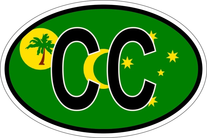 Sticker oval flag vinyl country code CC cocos keeling islands | eBay
