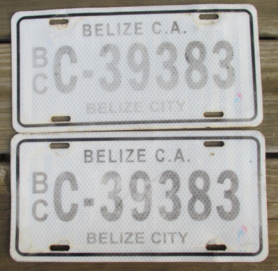 BELIZE CITY, BELIZE Matched Set 2011 Plexiglass License Plates C-39383 ...