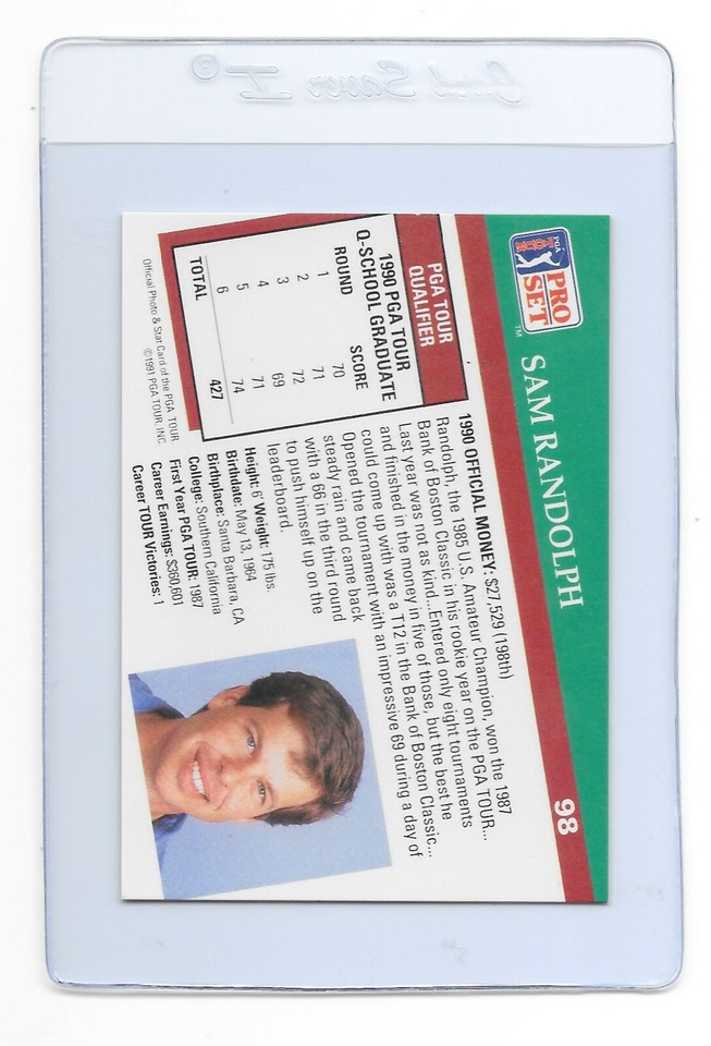 SAM RANDOLPH Signed 1991 PRO SET Golf Card #98 PGA US Amateur CHAMP ...