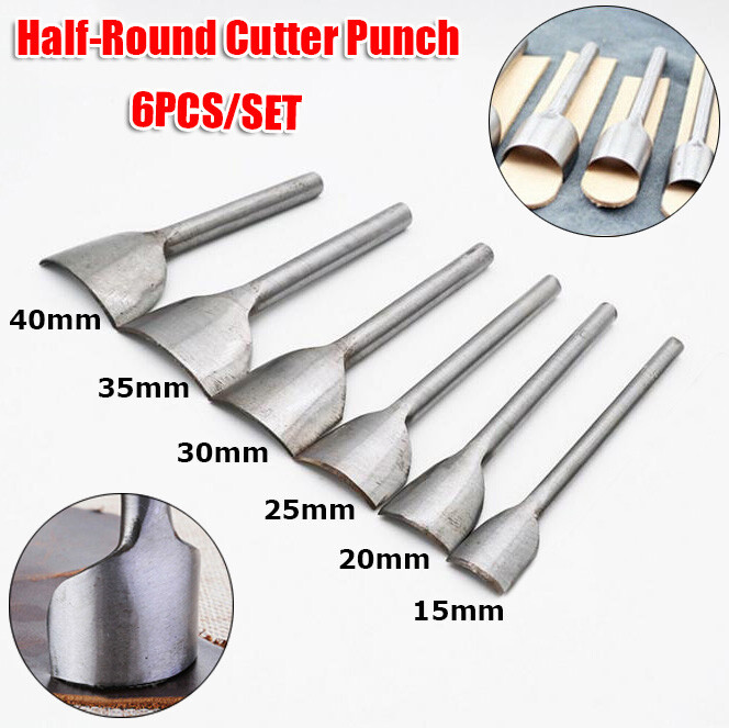 6PCS Leather Craft Tools Half-Round Shape Cutter Punch Set Strap Belt ...