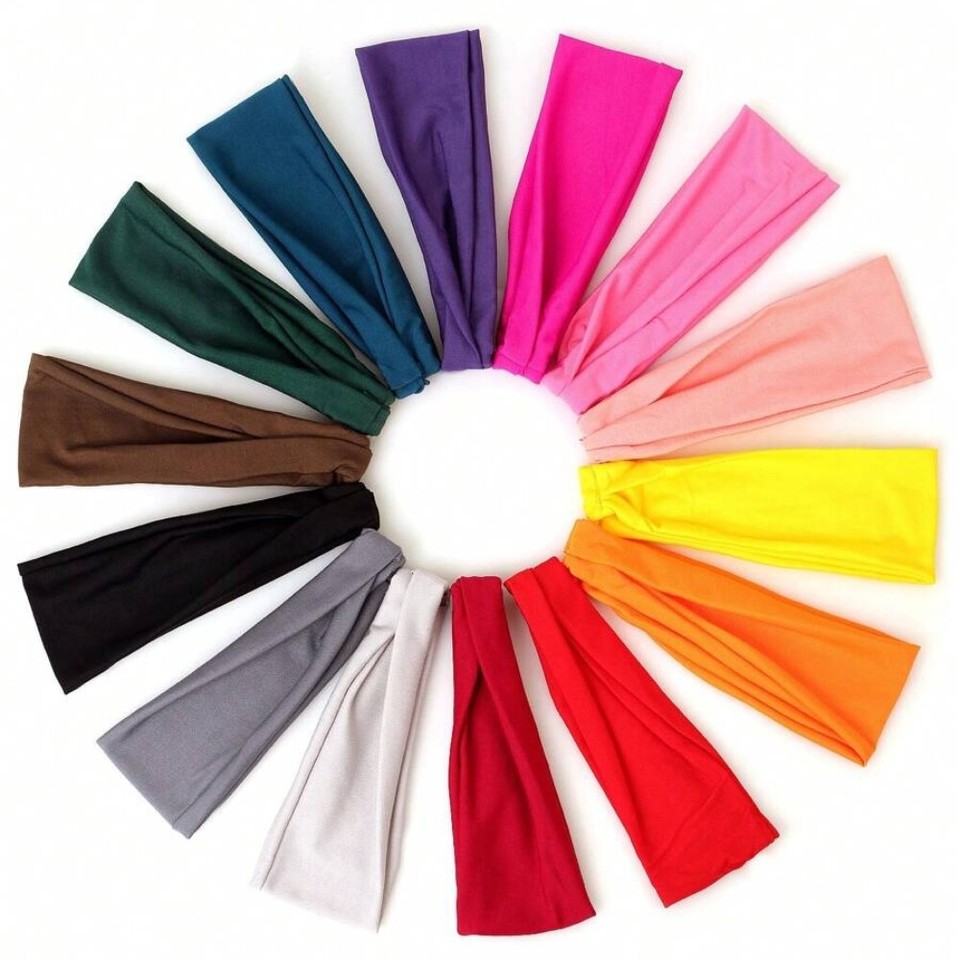 9 cm Wide Head Bands Plain Stretchy Kylie High Quality Bandeau Unisex ...