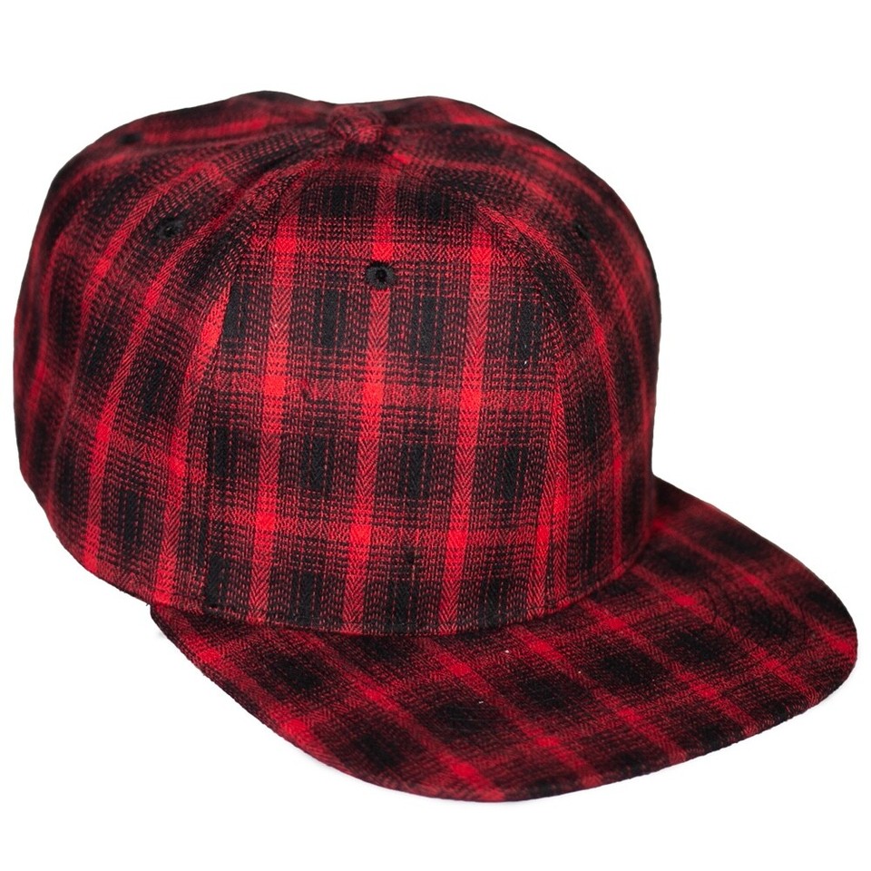 Baseball Cap Snapback Adjustable Checker Flannel Plaid Plain Flat Hat ...
