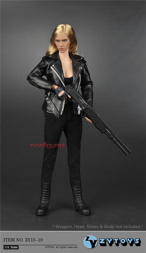 1/6 Female Clothes Leather Jacket Pants Vest Terminator TX Costume ...