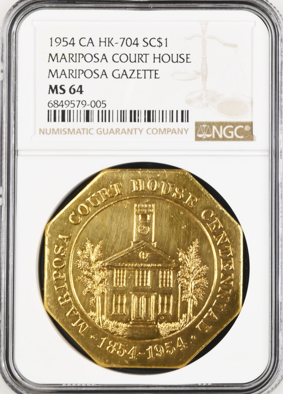 1954 California Medal, Mariposa Courthouse 100th, HK-704, MS64 NGC ...