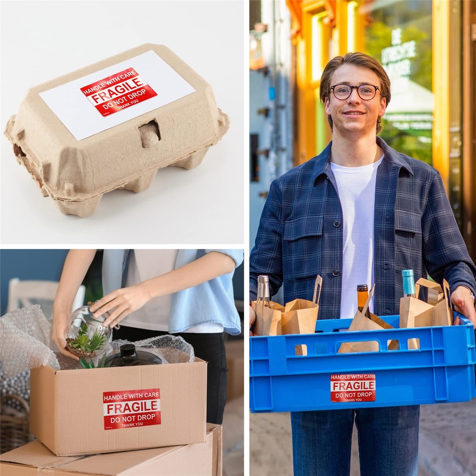 4x6 Inch Fragile Stickers Handle with Care for Shipping Packaging, 100 ...