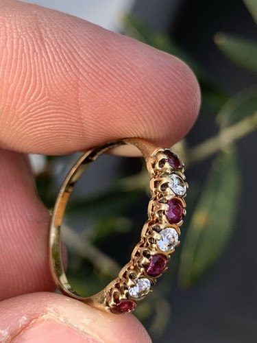 9ct Gold Ruby 7 Stone Cluster Ring. | eBay