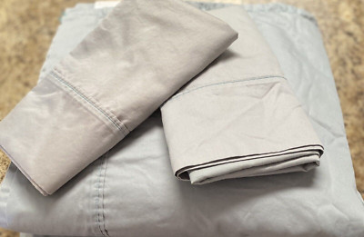 Member's Mark 100% Cotton 3-Piece Sheet Set, Gray - King Flat & 2 ...