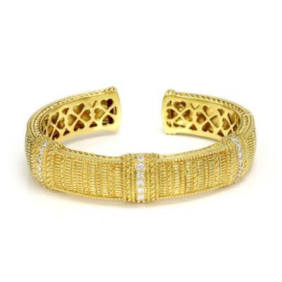 Judith Ripka Diamond Bracelet 18k Yellow Gold Cuff | eBay