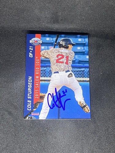 Cole Sturgeon 2015 Choice Salem Red Sox #21 Auto Autographed Signed ...