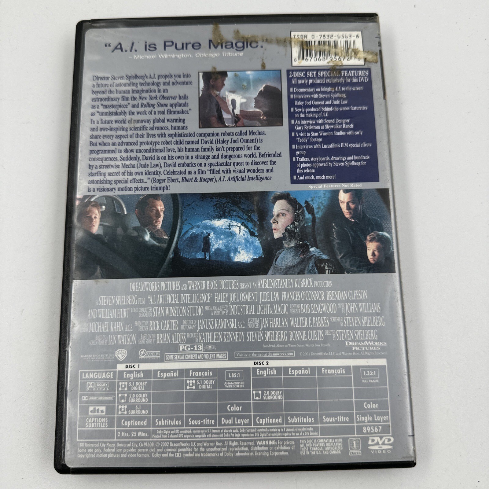 A.I. Artificial Intelligence (DVD, 2001) 2 - Disc Special Edition ...