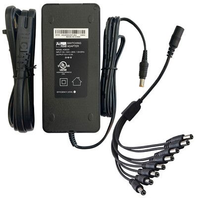 UL 12V 5Amp 8 Channel AC Adapter For CCTV Security Camera DC 12V 5A ...