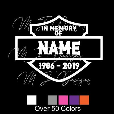 Memorial Decal, In Memory of Biker Memorial Decal , Harley In Memory ...