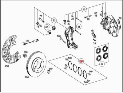Genuine MERCEDES A205 C205 S205 W205 C-CLASS Ts disk brake pad ...