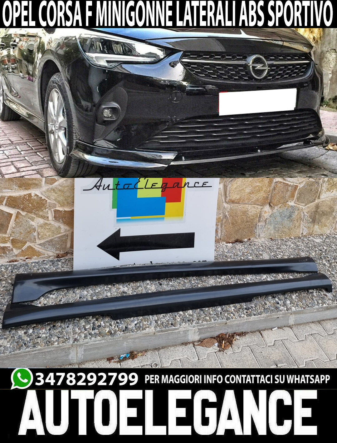 MINIGONNE LATERALI PER OPEL CORSA F SPOILER SOTTO PORTA ABS SPORTIVO