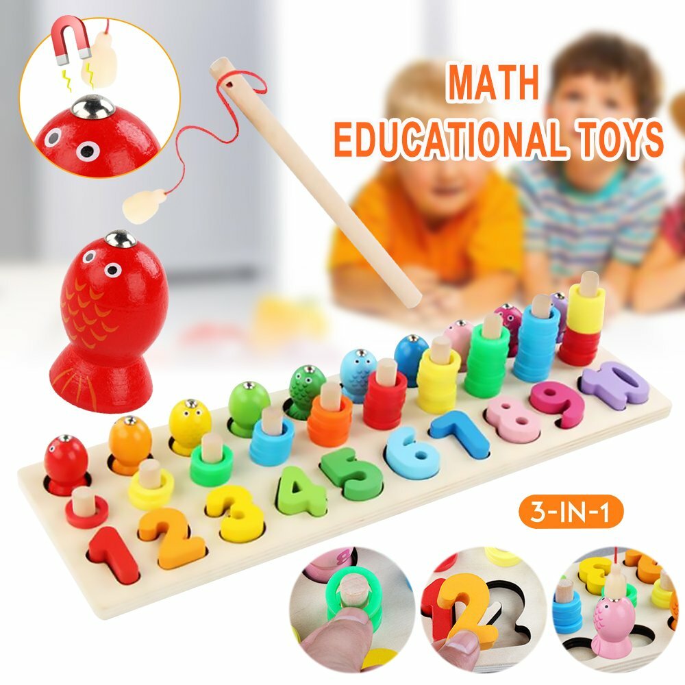 Wooden Toys Rings Montessori Math Toys Counting Board 7 In 1 Wooden