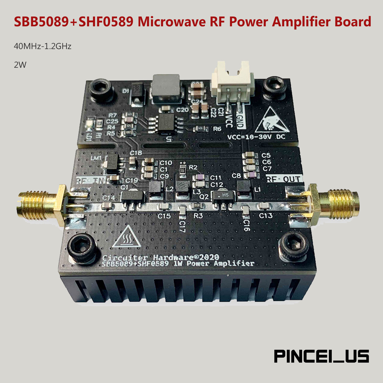 Microwave RF Power Amplifier Board SBB5089+SHF0589 40MHz-1.2GHz 2W Gain ...
