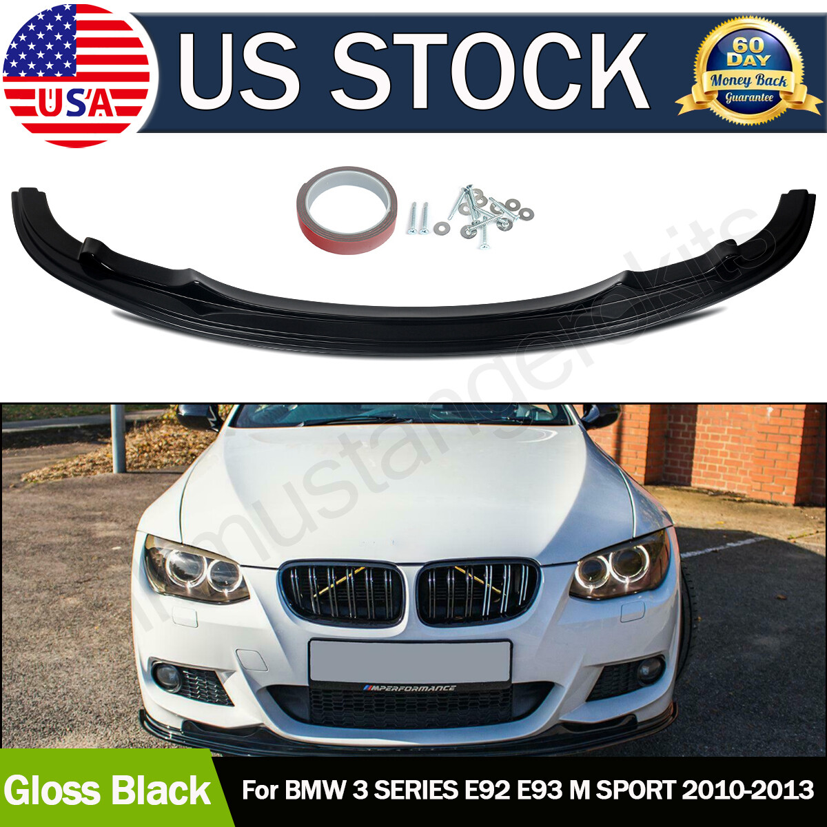 Gloss Black Front Bumper Lip Splitter For BMW 3 Series E92 E93 M Sport ...