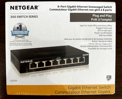 NetGear Gigabit Ethernet Unmanaged Switch, Ethernet Splitter (GS308) 8 ...