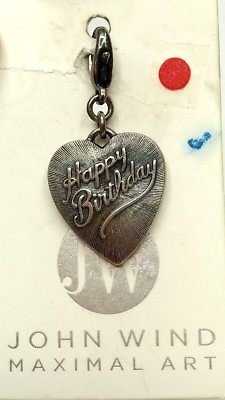 John Wind Maximal Art Silver Tone Birthday Heart Lobster Clasp Charm 1 ...