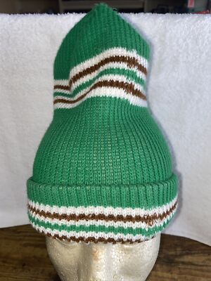 Vintage Green Brown Stripes Retro Ski Warm Stocking Hat Toque Beanie ...