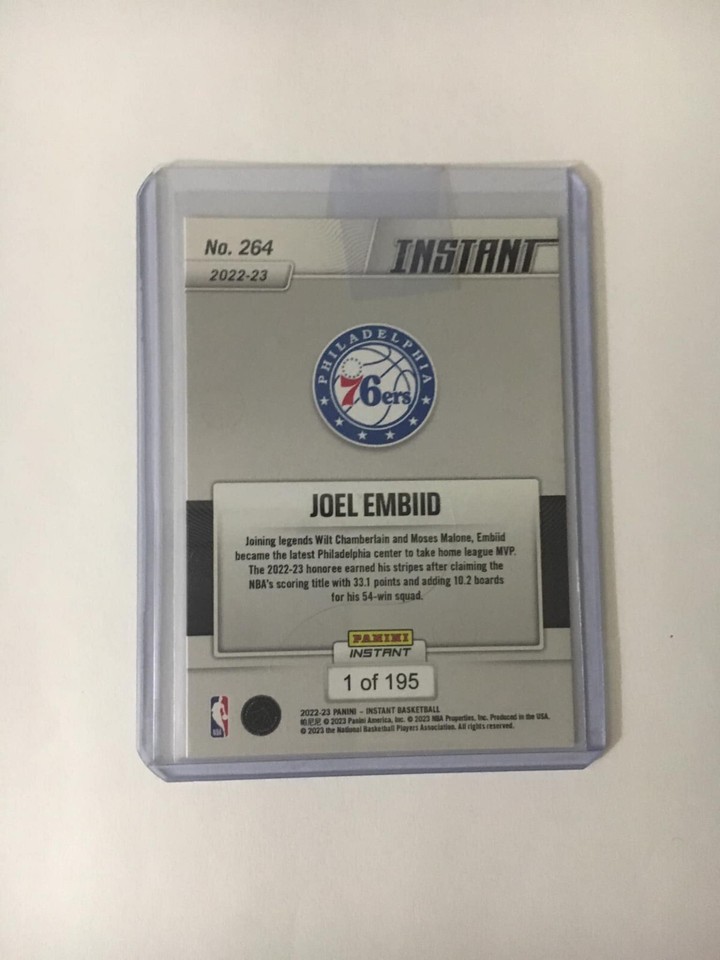 2022-23 PANINI NBA INSTANT #264 JOEL EMBIID NBA MOST VALUABLE PLAYER ...