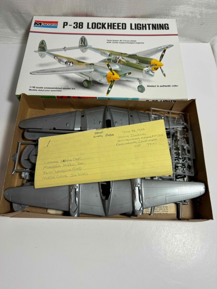 P-38 Lockheed Lightning airplane model kit Monogram in box 1/48 scale | eBay