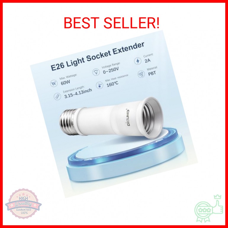 DiCUNO E26 3.15-4.13Inch/8-10.5CM Extension Flexible Socket Extender ...