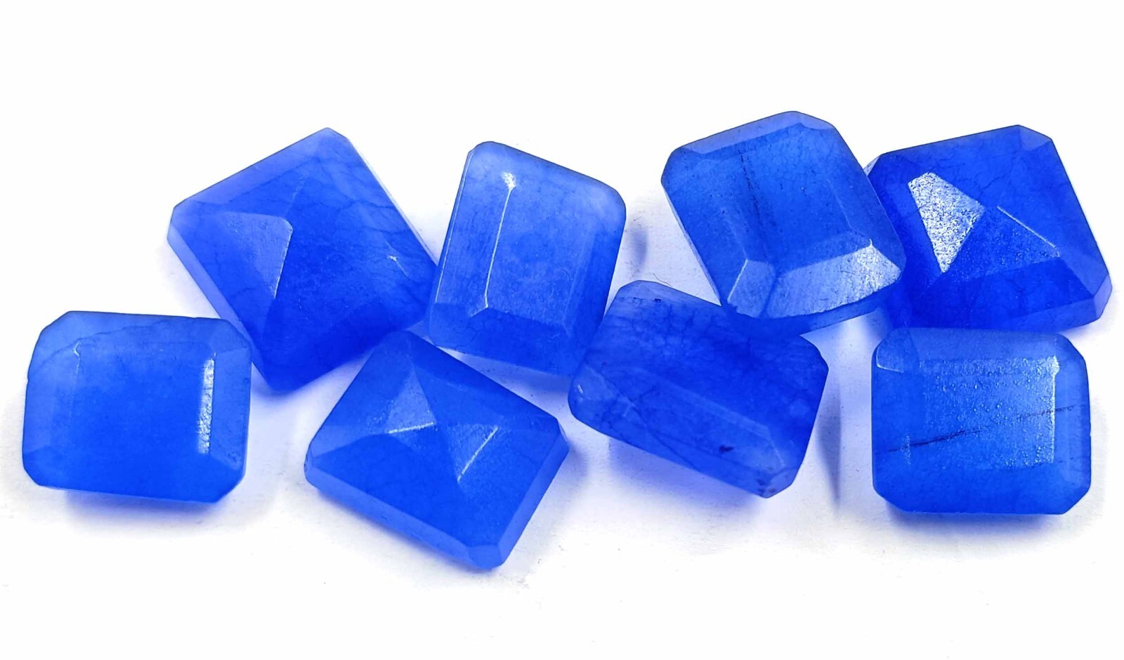 LAB CREATED BLUE QUARTZ OPAQUE 100 CT REAL EMERALD CUT FACETED LOOSE ...
