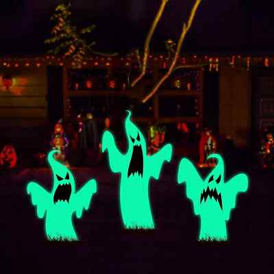 Halloween Decoration Ghost Yard Signs Stakes Glow in the Dark Outdoor ...