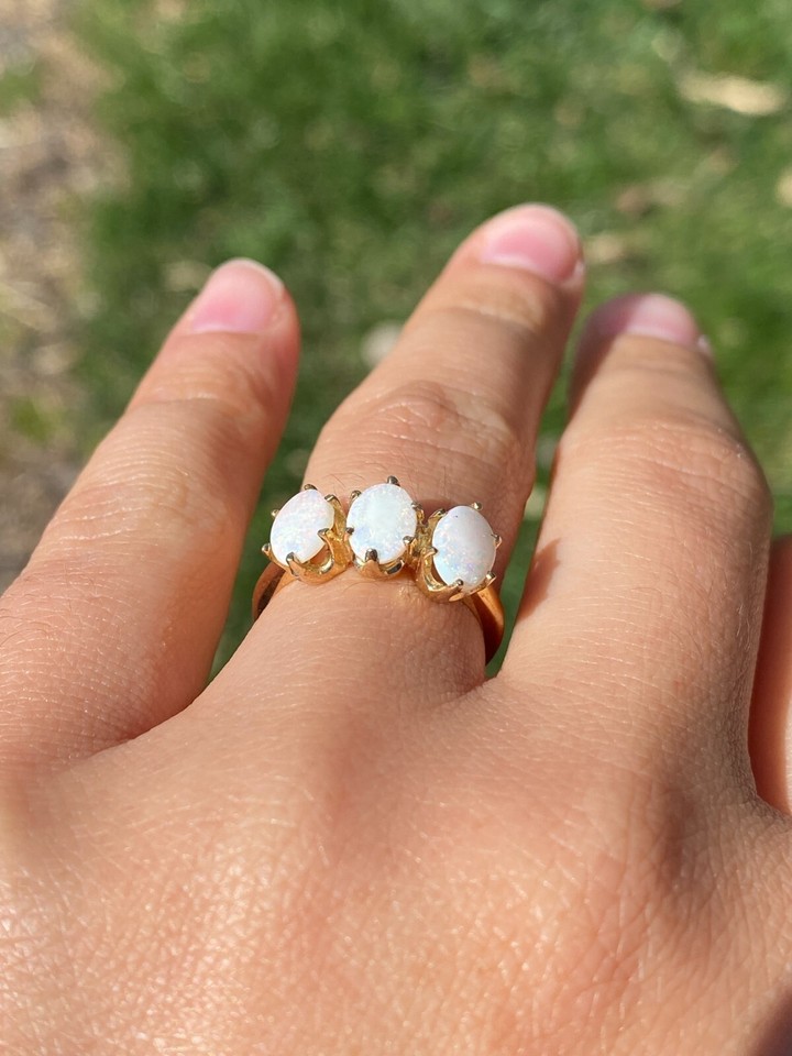 Australian Opal Ring in Yellow Gold | eBay