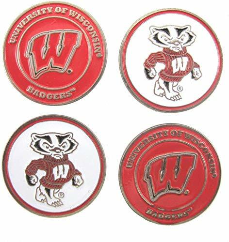 Wisconsin Badgers Ball Marker Set of 4- markers: fits hat clip or divot ...