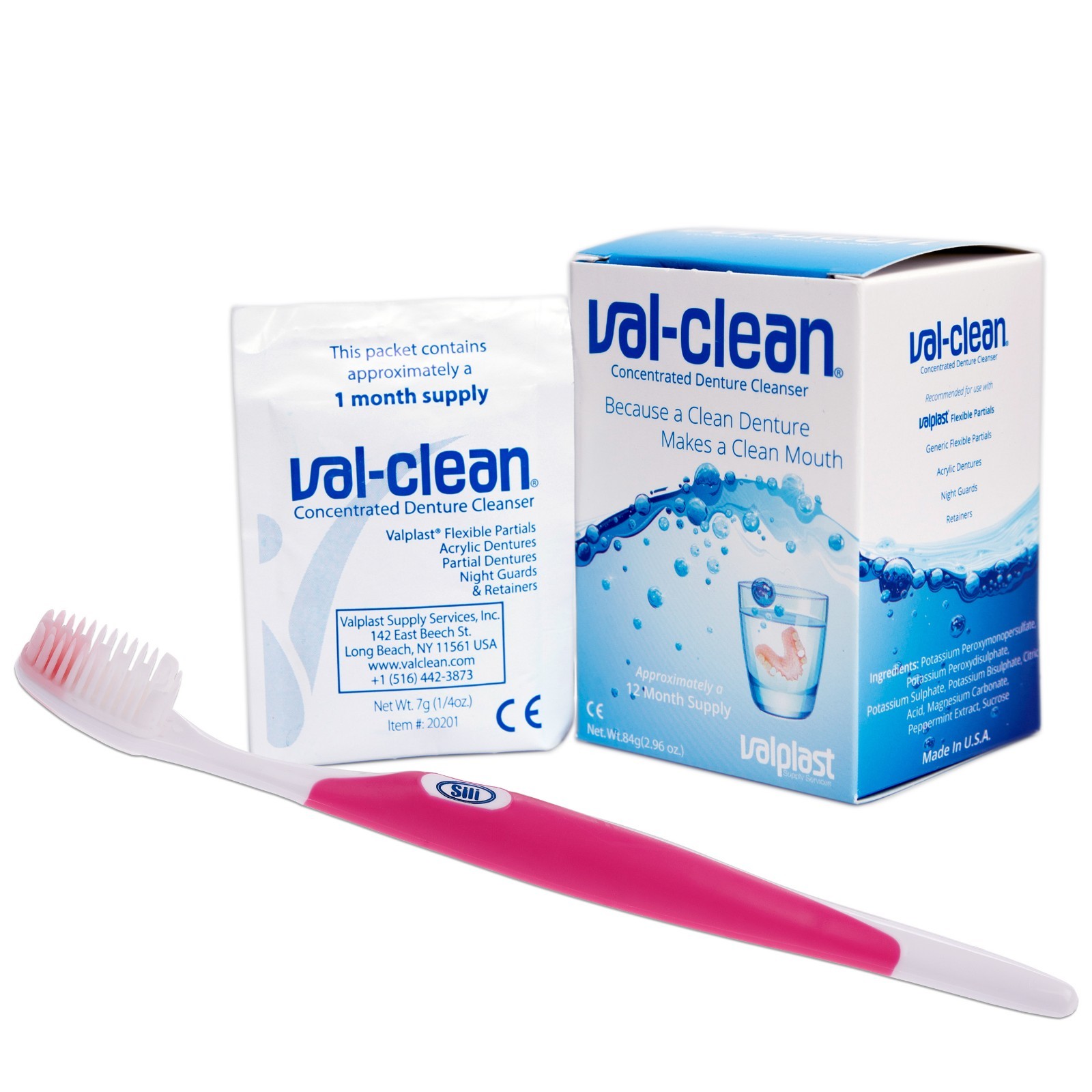 Val-Clean & Silicone Toothbrush ~ Flexible Denture Cleaner Sachets for ...