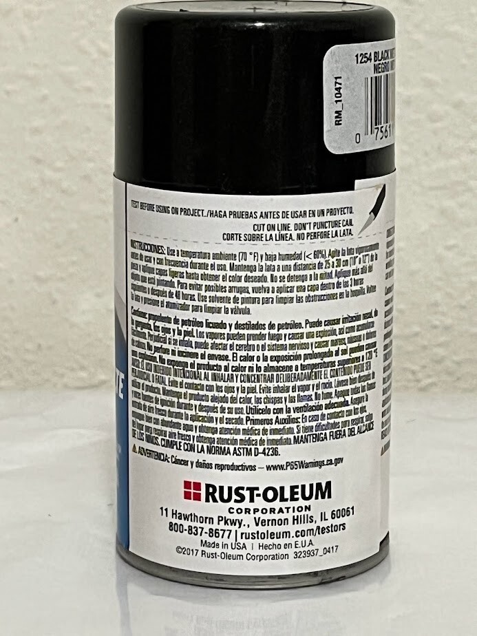Testors Spray Paint " Black Metallic 1254 T " Enamel 3oz Rust-Oleum ...