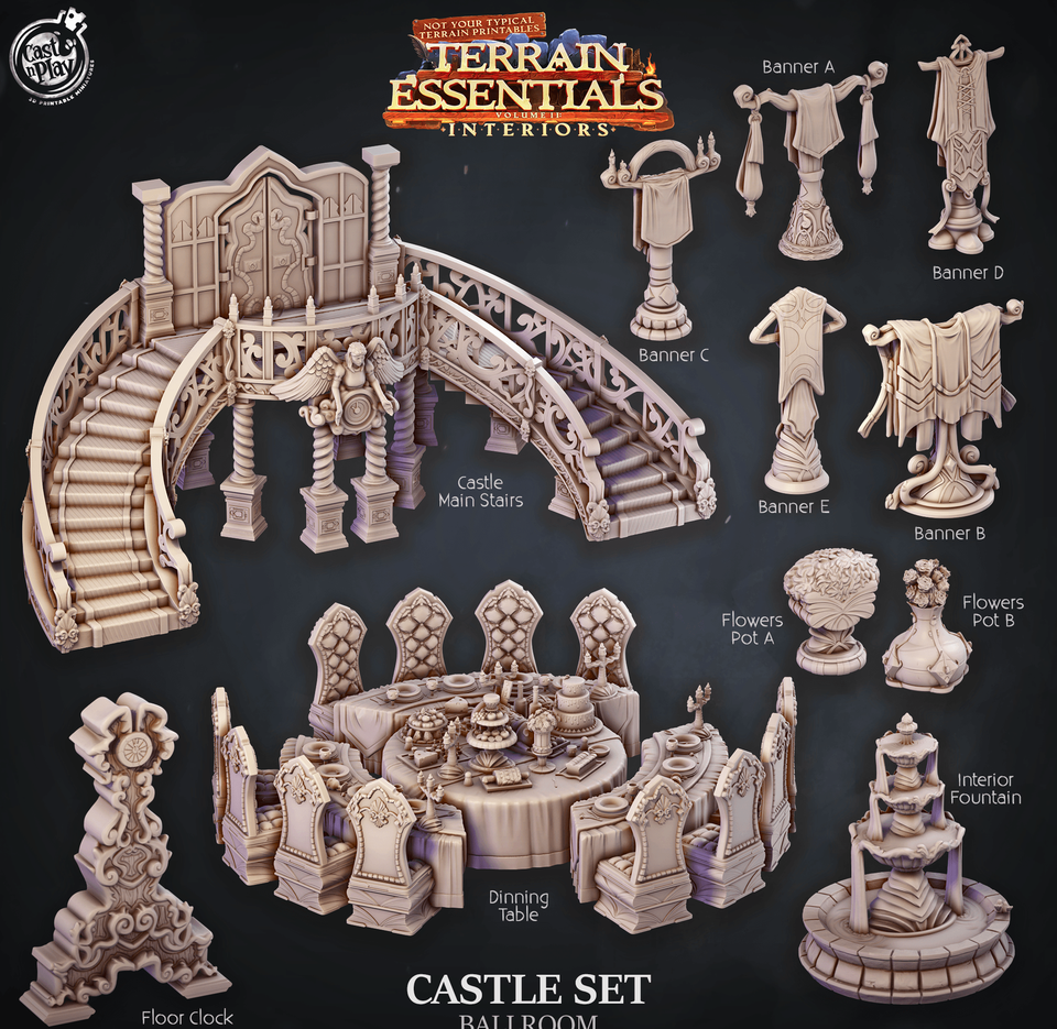 3D Printed Cast n Play Ballroom Castle Set Terrain Essentials 28mm 32mm ...