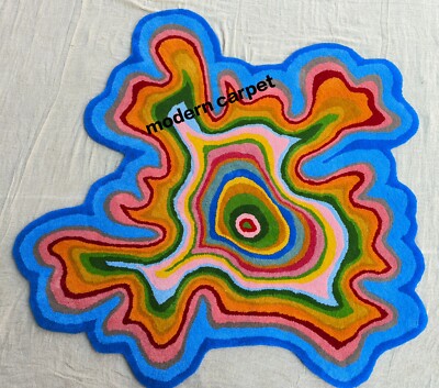 Psychedelic Irregular Rugs Handmade 100% Woolen Hand Tufted For Home ...